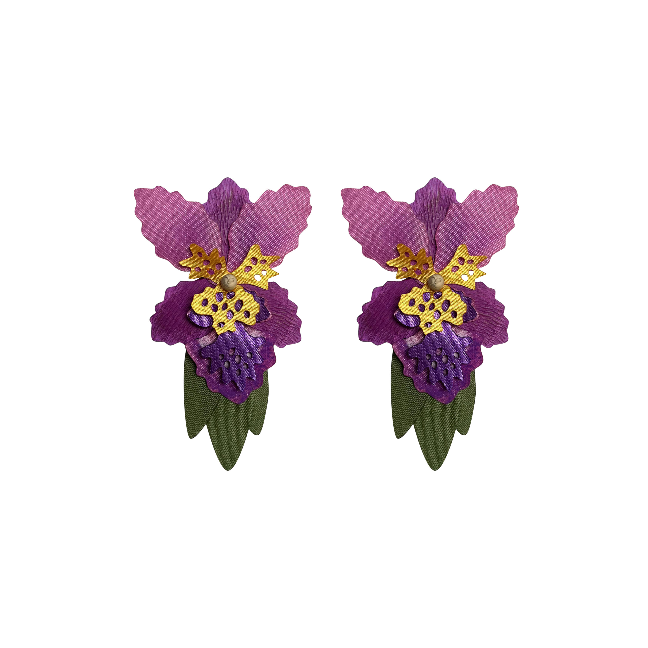 Aretes Orquídea Catleya Morada - Aborígenes Diseño Artesanal